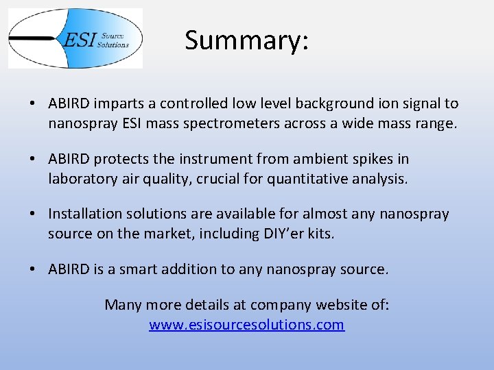 ESI Source Solutions ABIRD Active Background Ion Reduction