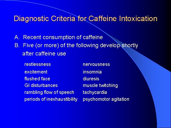 CAFFEINE The most widely consumed psychoactive substance in