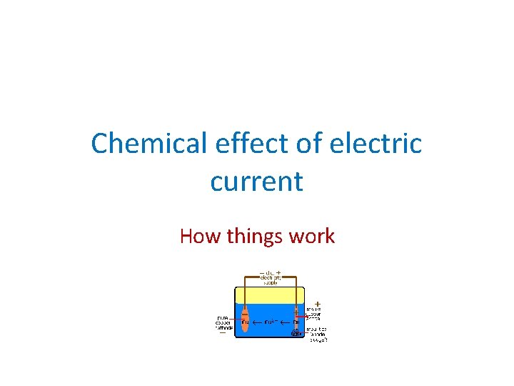 Chemical effect of electric current How things work
