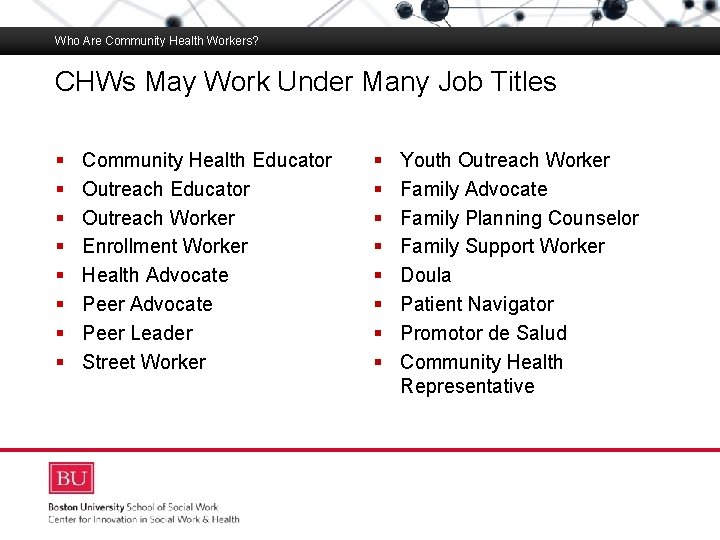Who Are Community Health Workers Boston University School