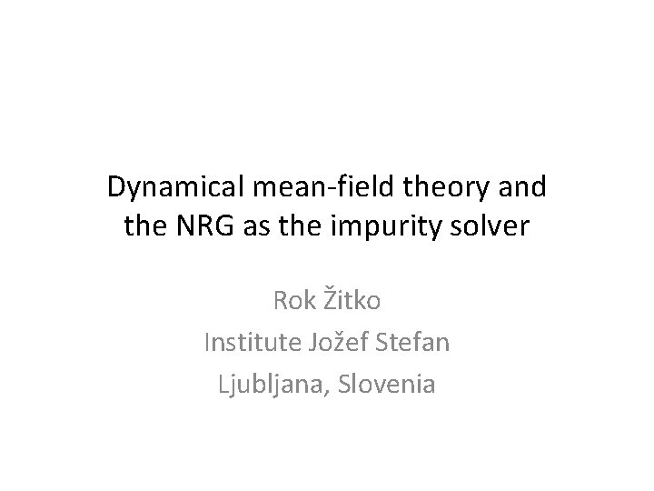 Dynamical meanfield theory and the NRG as the