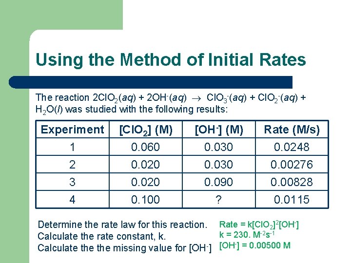 Chapter 14 Review Representative Problems Calculating Average Rate