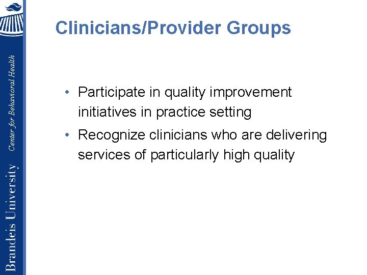 Using Performance Measures for Quality Improvement in Behavioral