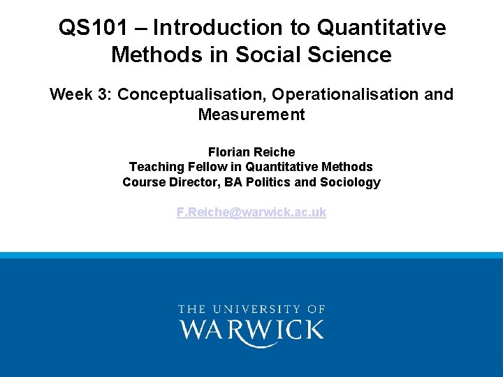 QS 101 Introduction to Quantitative Methods in Social