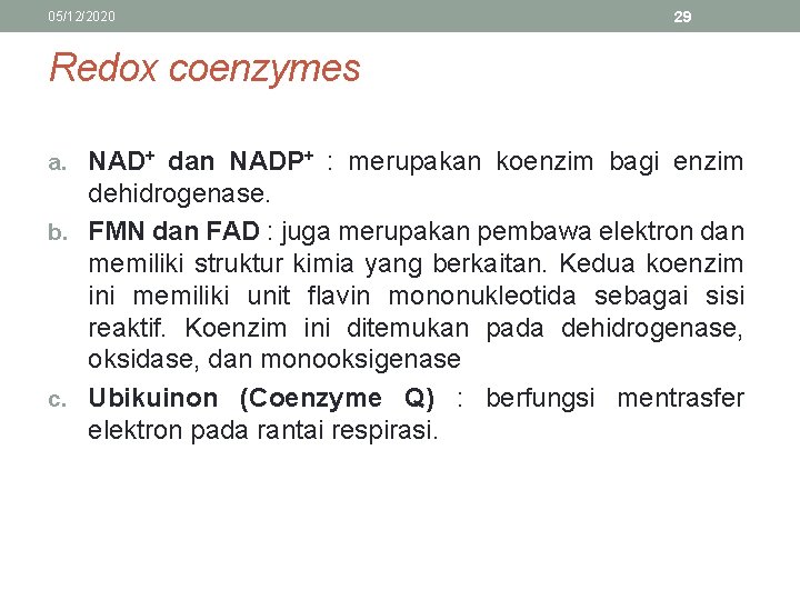 05122020 ENZIM KOENZIM KOFAKTOR SRI WAHYUNI BAGIAN BIOKIMIA