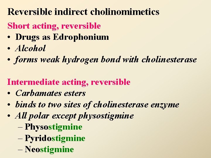 INDIRECT CHOLINOMIMETICS Prof Hanan Hagar Pharmacology Department Indirect