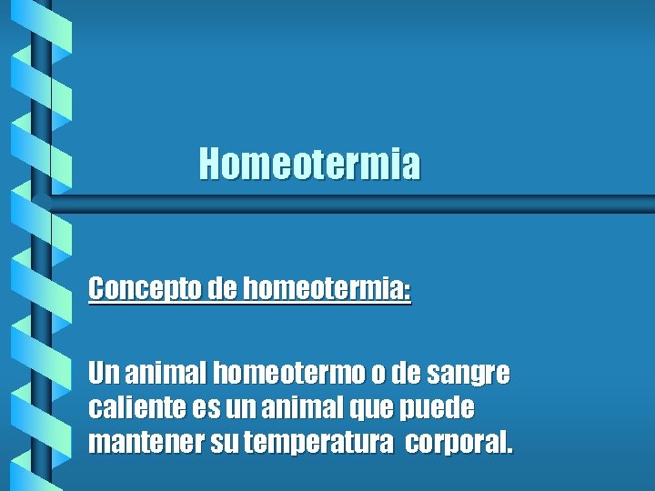 Homeotermia Concepto de homeotermia Un animal homeotermo o