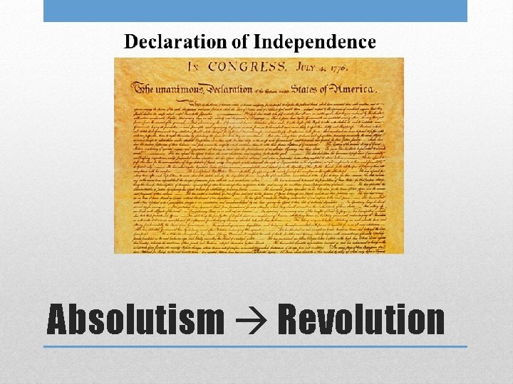 The Age of Absolutism A time period of