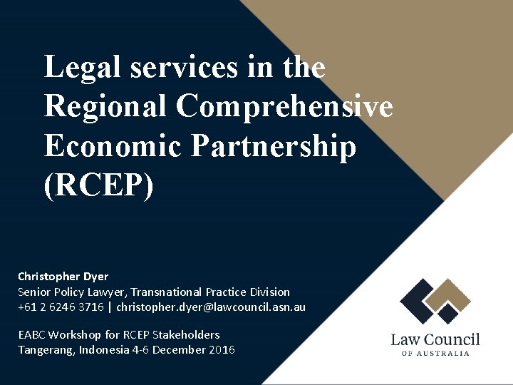 Legal services in the Regional Comprehensive Economic Partnership