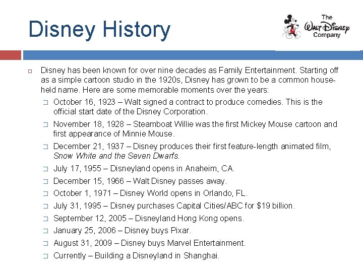 THE BEST PRACTICES OF THE WALT DISNEY COMPANY