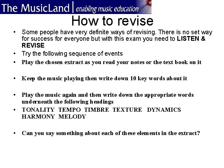 GCSE MUSIC MOCK EXAM Steps to success This