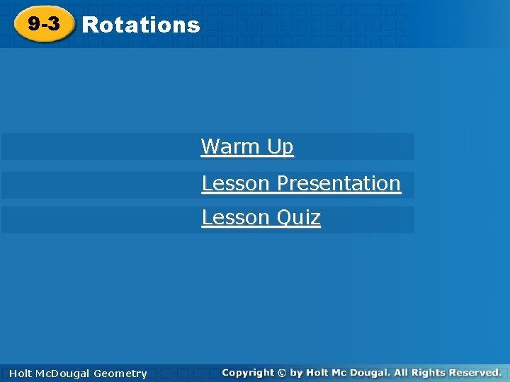 9 3 Rotations Warm Up Lesson Presentation Lesson