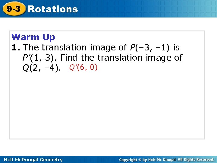 9 3 Rotations Warm Up Lesson Presentation Lesson
