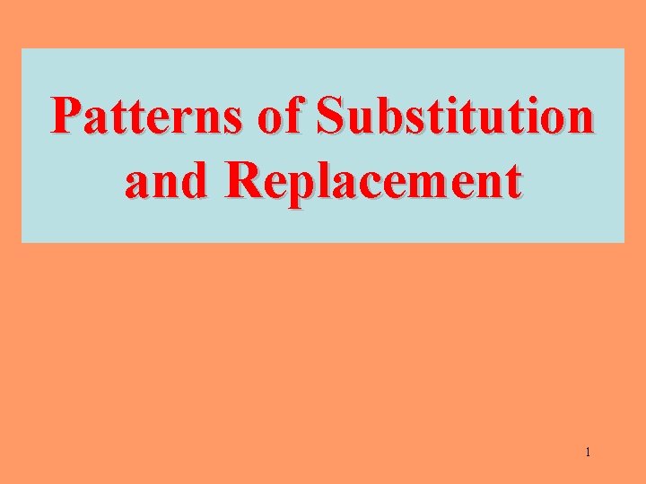 Patterns of Substitution and Replacement 1 2 3