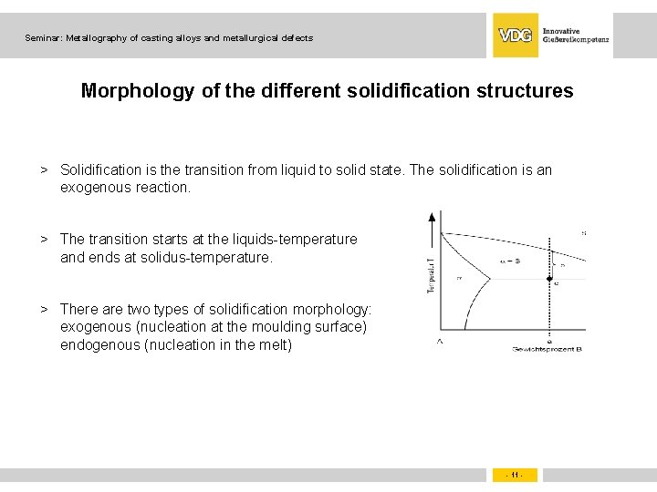 Seminar Metallography of casting alloys and metallurgical defects