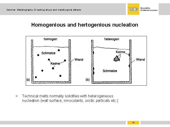 Seminar Metallography of casting alloys and metallurgical defects