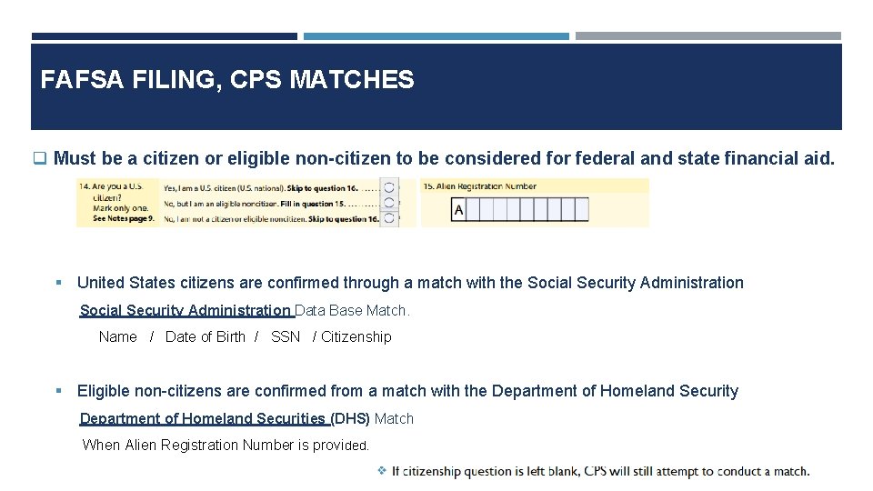 CITIZENSHIP AND ELIGIBILITY FOR FINANCIAL AID 2018 19