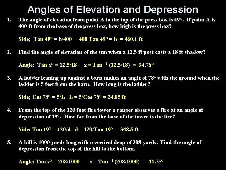 Lesson 7 5 Application of Trigonometry Angles of