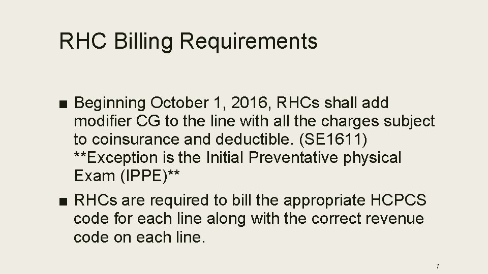 National Association of Rural Health Clinics Billing Overview