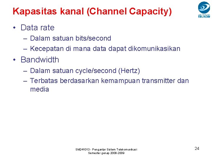 TRANSMISI DATA Modul 2 Pengantar Sistem Telekomunikasi Institut