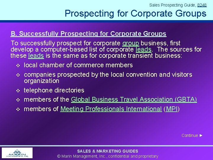 Sales Prospecting Guide 8248 Prospecting for Corporate Groups