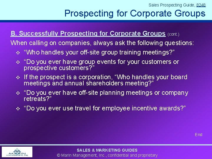 Sales Prospecting Guide 8248 Prospecting for Corporate Groups