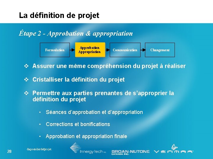 La gestion de projet Atelier 2 La dfinition