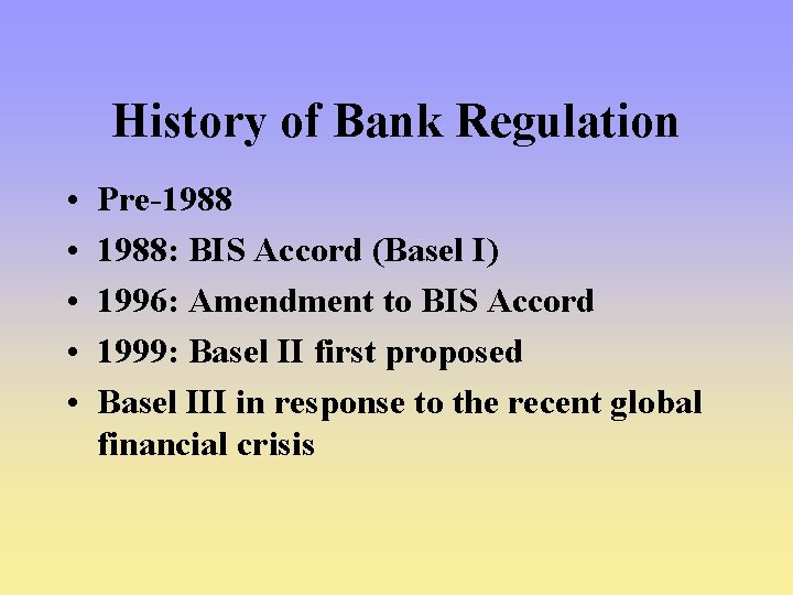 Basel Accords History of Bank Regulation Pre1988 BIS