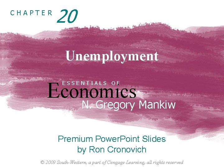 CHAPTER 20 Unemployment Economics N Gregory Mankiw ESSENTIALS
