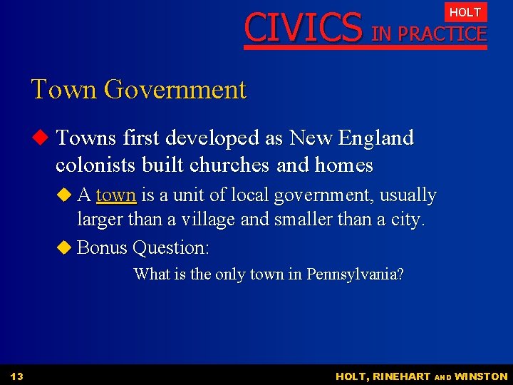 CIVICS IN PRACTICE HOLT Chapter 9 Local Government