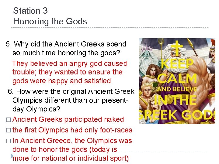 CULTURE AND LEGACY OF ANCIENT GREECE Station 1