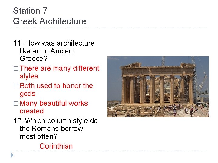 CULTURE AND LEGACY OF ANCIENT GREECE Station 1
