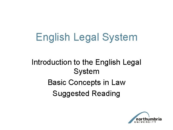 English Legal System Introduction to the English Legal