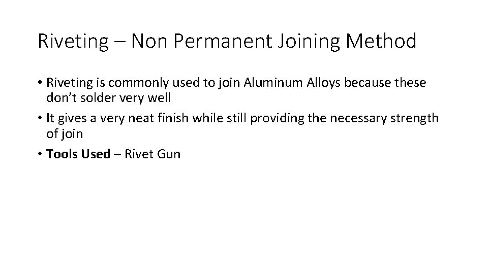 Permanent and Non Permanent Joints What is the