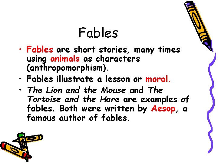 Fables Parables and Fairy Tales Mrs Bonifay OCS