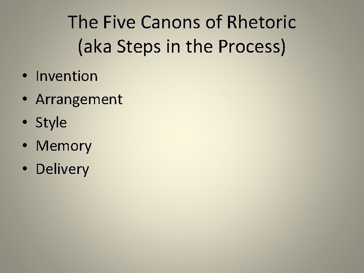Basic Elements of Speechmaking The Five Canons of
