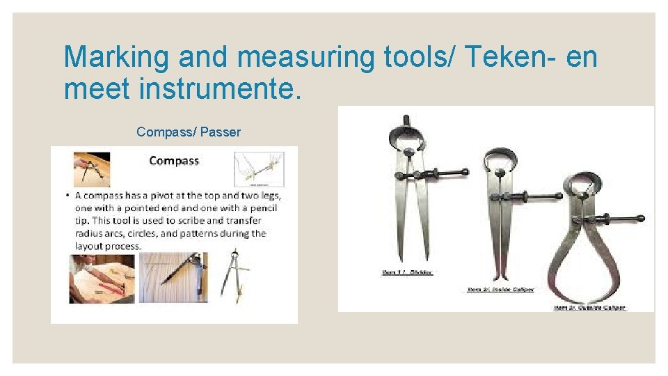 ROODEPARK SCHOOL SKOOL Identification of hand tools Woodwork