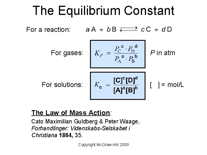 Chapter 15 Chemical Equilibrium Copyright Mc GrawHill 2009