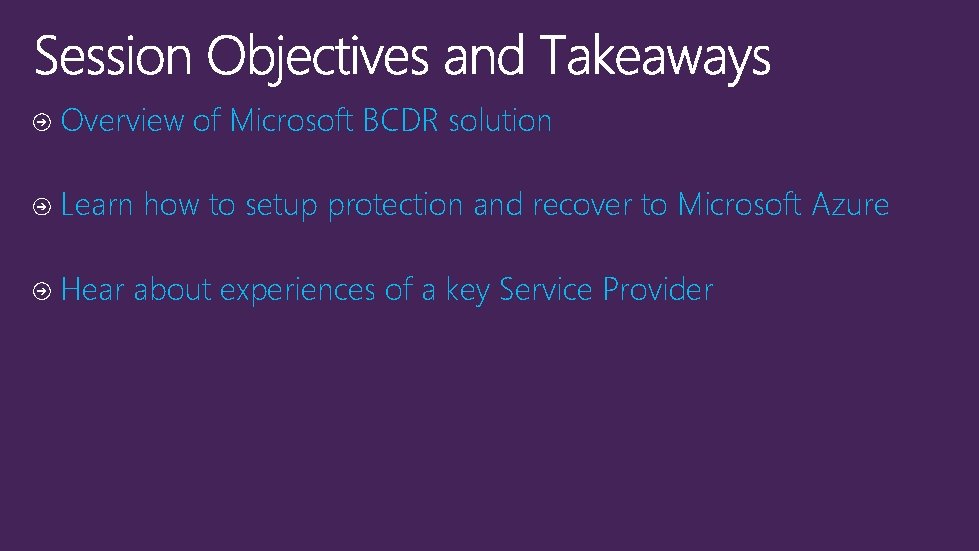 Overview of Microsoft BCDR solution Learn how to