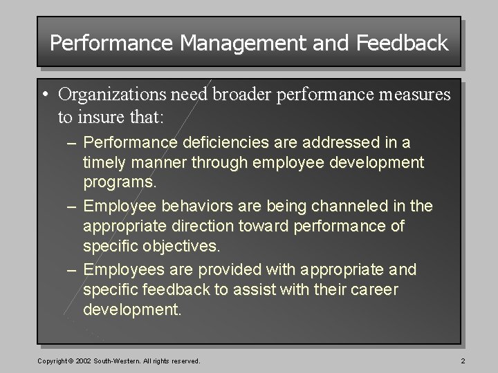 CHAPTER 10 PERFORMANCE MANAGEMENT AND FEEDBACK Power Point