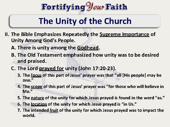 Lesson 10 The Unity of the Church The