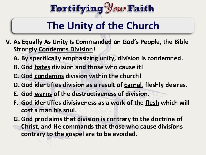 Lesson 10 The Unity of the Church The