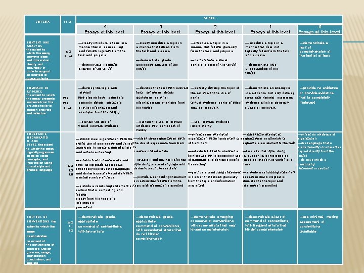2 AND 4 POINT RUBRICS COMMON CORE 31113