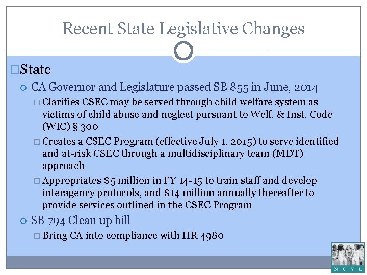 Commercial Sexual Exploitation of Children CSEC Program NATIONAL