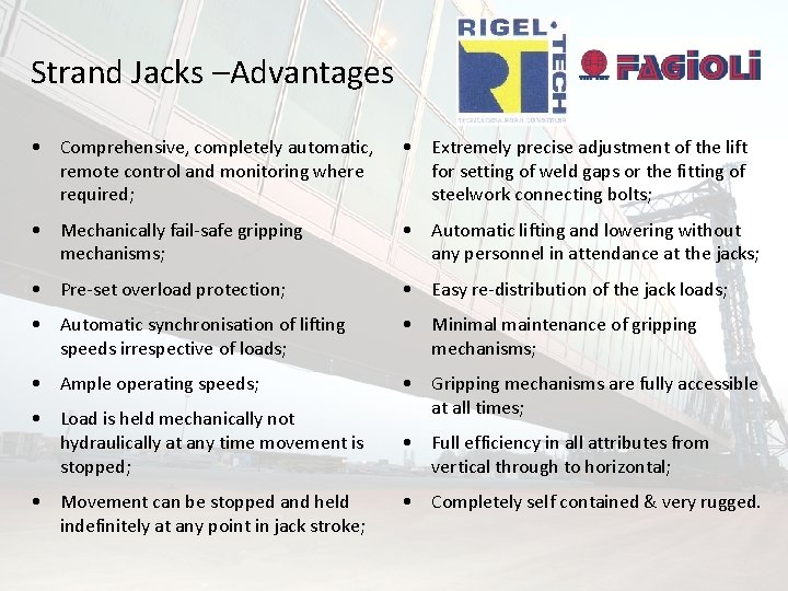 Strand Jacks Jack Assembly Jack support beam Multistrand