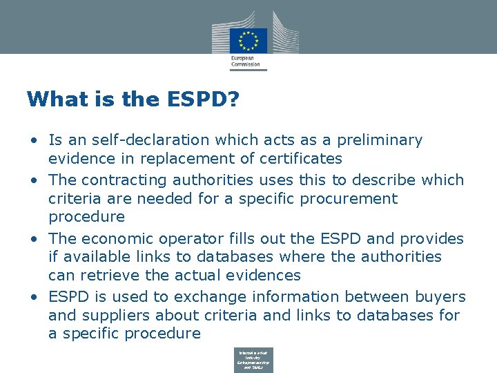 ESPD declarations e Certis Clear Accessible and Competitive