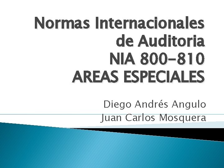 Normas Internacionales de Auditoria NIA 800 810 AREAS