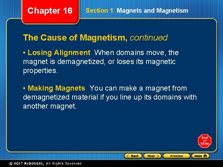 Chapter 16 Electromagnetism Preview Section 1 Magnets and