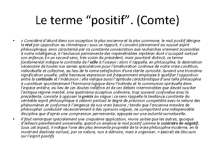 Le Positivisme dAuguste Comte Dfinition Elments de dfinition