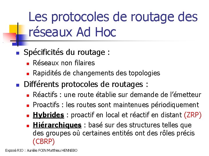 Protocoles de routage Hybrides en rseau Ad Hoc